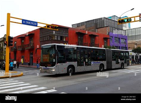 El Metropolitano C Line Public Bus On Av Emancipación In Central Lima
