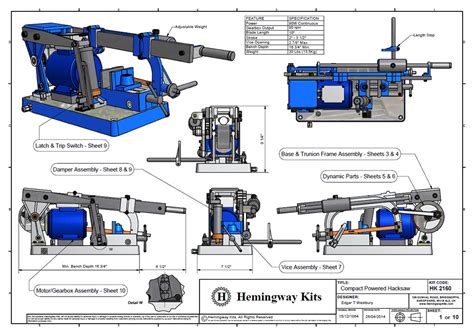 Compact Powered Hacksaw Drawings Notes Hemingwaykits