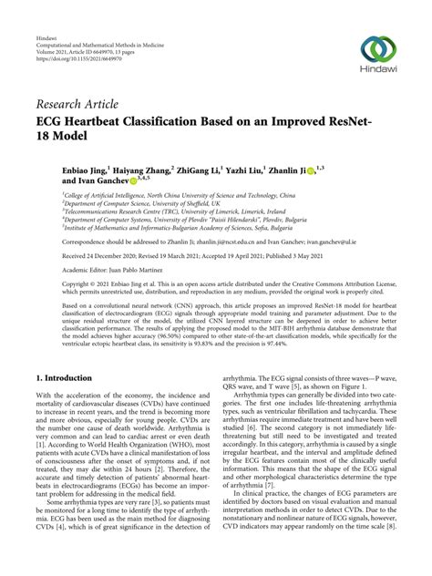 Pdf Ecg Heartbeat Classification Based On An Improved Resnet 18 Model