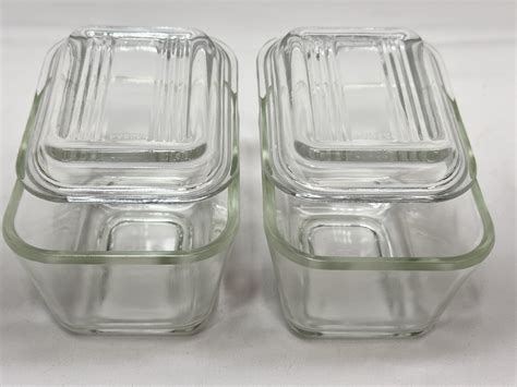 Vintage Pyrex Small Rectangular Clear Glass Refrigerator Storage