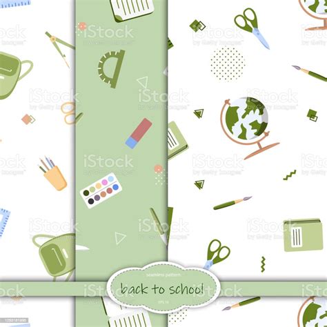흰색 배경에 다양한 학교 용품과 원활한 패턴 플랫 스타일로 벡터 그림 9월에 대한 스톡 벡터 아트 및 기타 이미지 9월 가위 가을 Istock