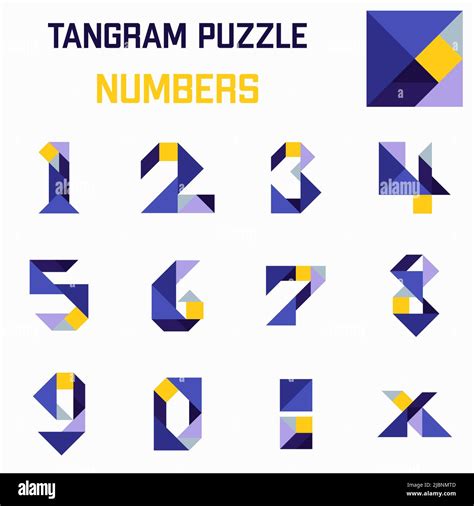 Tangram Puzzle Game Schemas With Different Numbers Stock Vector Image
