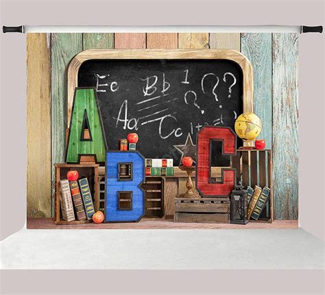 Buy Kate 10x6 5ft Welcome To School Photo Backdrops Classroom Colorful Wood Wall Blackboard Abc