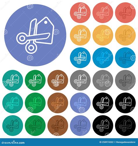 Iconos Planos De Varios Colores Redondeados De Esquema De Corte De