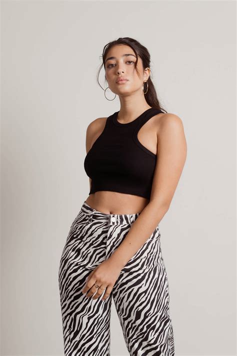 Black Crop Top Ribbed Halter Crop Top Cotton Crop Top