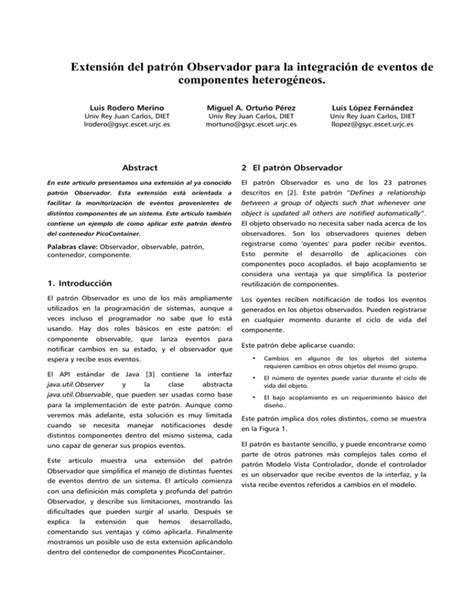 Extensi N Del Patr N Observador Para La Integraci N De