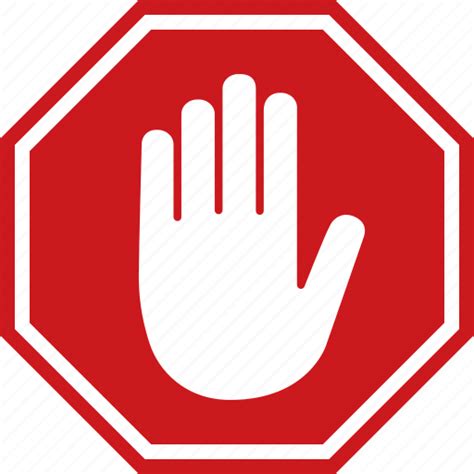 Adblock Block Halt Hand Red Sign Stop Icon
