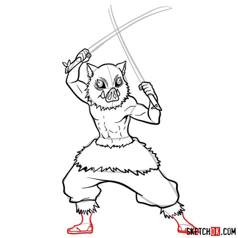 How To Draw Inosuke Hashibira Demon Slayer Sketchok Easy Drawing Guides