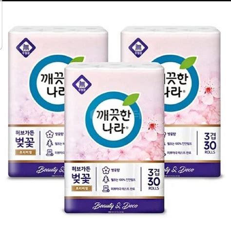 무배 깨끗한나라 벚꽃 프리미엄 30롤 3팩 90 헬로마켓
