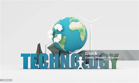 기술 지속 가능성 및 환경 보존을 지구 재활용 기호 풍력 터빈 및 굵은 텍스트로 혁신적으로 표현합니다 3d 렌더링 0명에 대한 스톡 사진 및 기타 이미지 Istock