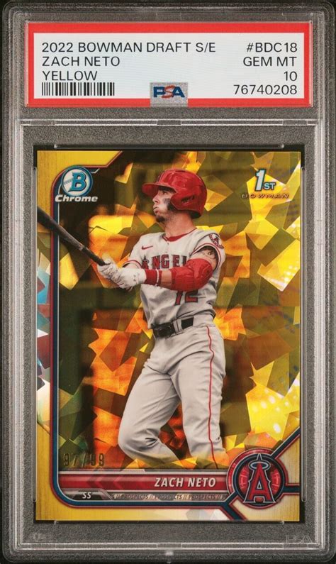 Zach Neto 2022 Bowman Draft Sapphire Edition Bdc 18 Chrome Yellow