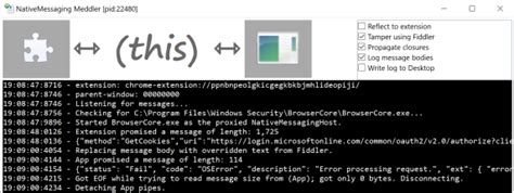 Debug Native Messaging Textplain