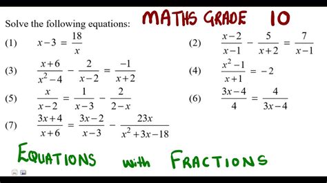 Mathematics Grade 10 Equations With Fractions Mathszoneafricanmotives Mathwithlightone Youtube