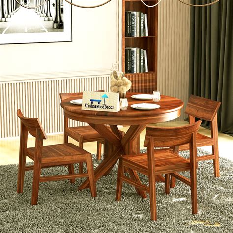 Amazart Furniture 4 Seater Dining Table With Chair Dining Room Set