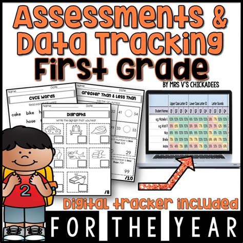 First Grade Assessments And Data Tracking For The Year W Digital Tracker First Grade