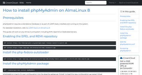 CrownCloud Wiki How To Install PhpMyAdmin On AlmaLinux