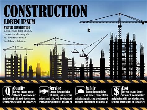 شبح های طراحی بصری مهندس صنعت ساخت و ساز برای تیم کارگری برای ایمنی کار در زمین بلند با مفهوم
