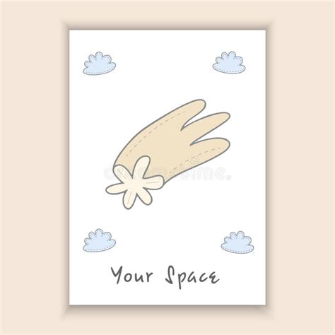 Hand Drawn Lovely With Comet Cute Postcard Made In Vector Stock