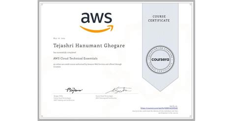 Tejashri Ghogare On Linkedin Completion Certificate For Aws Cloud