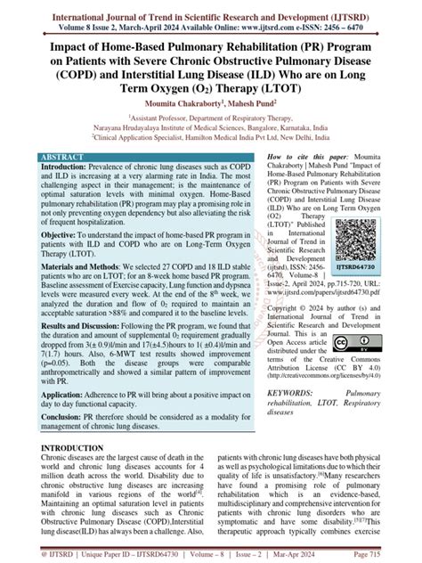 Impact Of Home Based Pulmonary Rehabilitation Pr Program On Patients