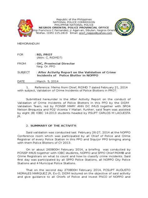 After Activity Report Sample Pdf Law Enforcement Crime And Violence