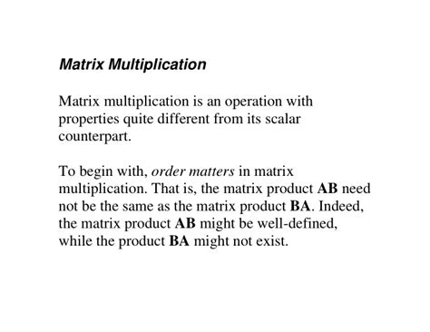Ppt Matrix Multiplication Matrix Multiplication Is An Operation