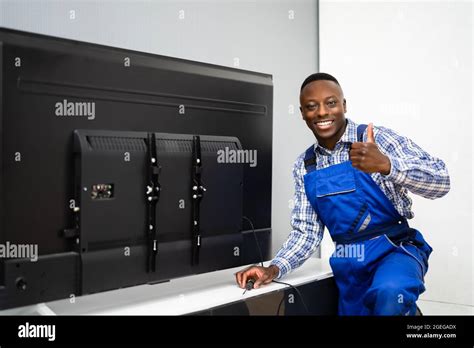 Fixing LCD Television TV Checking And Installation Stock Photo Alamy