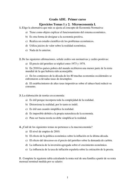 Microeconomía I Ejercicios Ejercicios De Microeconomía Docsity