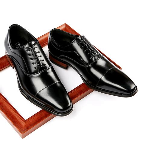 Genuine Leather Pointed Toe Formal Shoe Shiny Black Toffpark