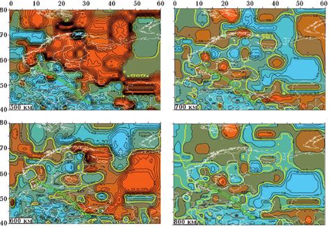 Horizontal Sections Of The Three­dimensional P­velocity Model Of The