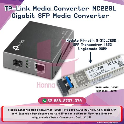 TP Link Media Converter MC220L Gigabit SFP Media Converter Module