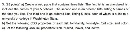 Solved Points A Create A Web Page That Contains Chegg