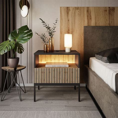 Moeblo Nachttisch Sentino S54 Led Mit Gefrästen Fronten Und Led