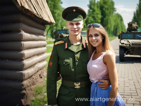 Russian Soldier Encounter With Summer Girl Ai Art Generator