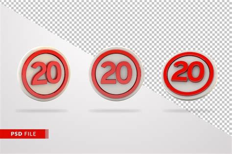 Ograniczenie prędkości do km zestaw renderowania d znak drogowy unoszący się na izolowaniu