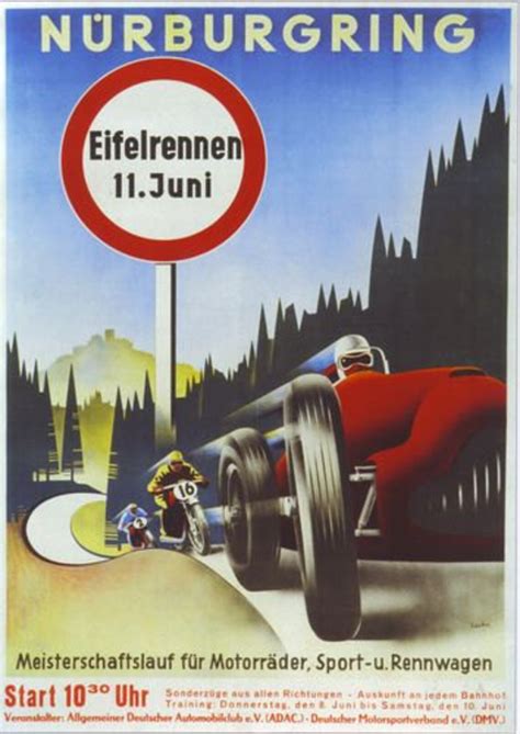 1930s Nurburgring German Motor Racing Poster A3a2a1 Etsy