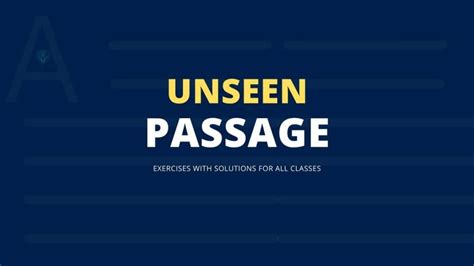 Unseen Passage Exercises With Solutions 6 12th Classes