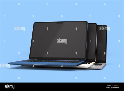 New Different Color Empty Screan Laptops Presentation Front View 3d