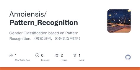 GitHub Amoiensis Pattern Recognition Gender Classification Based On