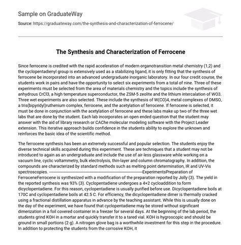 The Synthesis And Characterization Of Ferrocene Essay Example GraduateWay