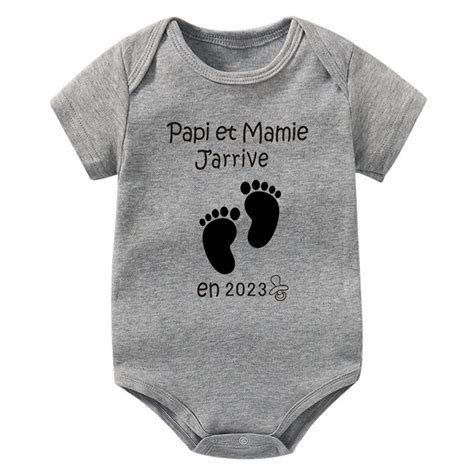 할아버지와 할머니는 곧 오는 2023 임신 발표 아기 바디 슈트 면화 유아 아기 점프 슈트 소년 소녀 의상 옷 아기 의류