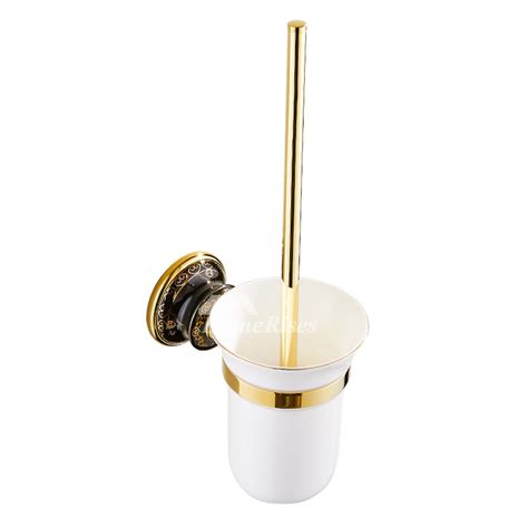 Bathroom Hardware Wall Mounted Gold Ceramic Toilet Brush Holder
