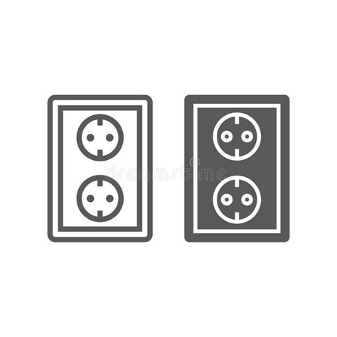 Socket Thin Line Icon Electricity And Voltage Power Sign Vector Graphics A Linear Pattern On