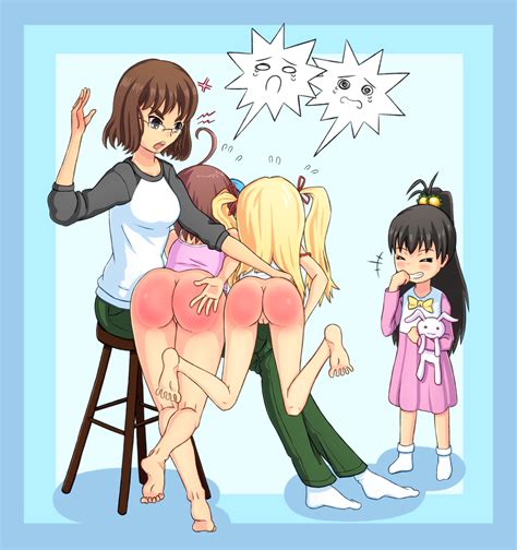 rule 34 4girls female multiple girls over the knee spanking pussy