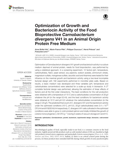 Pdf Optimization Of Growth And Bacteriocin Activity Of The Food