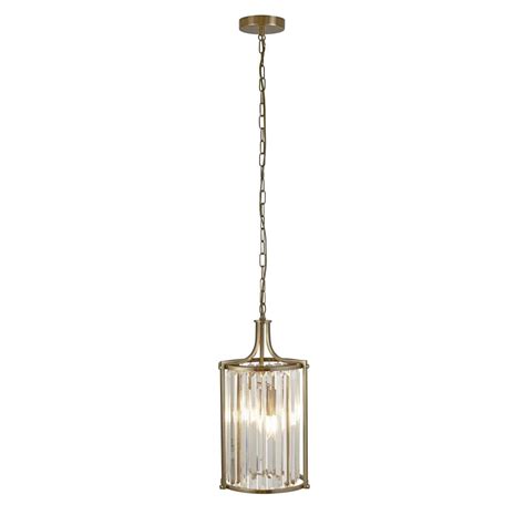 Victoria 2 Light Pendant Antique Brass Clear Crystal Indoor Lights From Moonlight Design