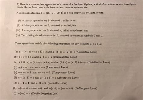 Solved Here Is A More Or Less Typical Set Of Axioms Of A