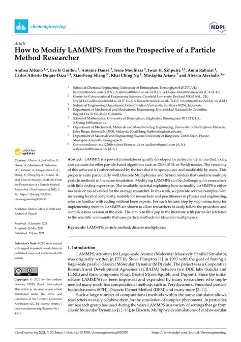 Pdf How To Modify Lammps From The Prospective Of A Particle Method Researcher