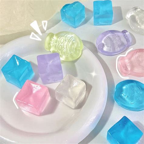 10pcs Set Ice Cube Squishy Toys Tpr Ice Block Mochi Squishy Fidget Toys