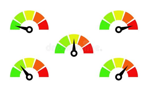 Speedometer Icon Set Color Scale Speedometer Tachometer Icons Vector Illustration Stock